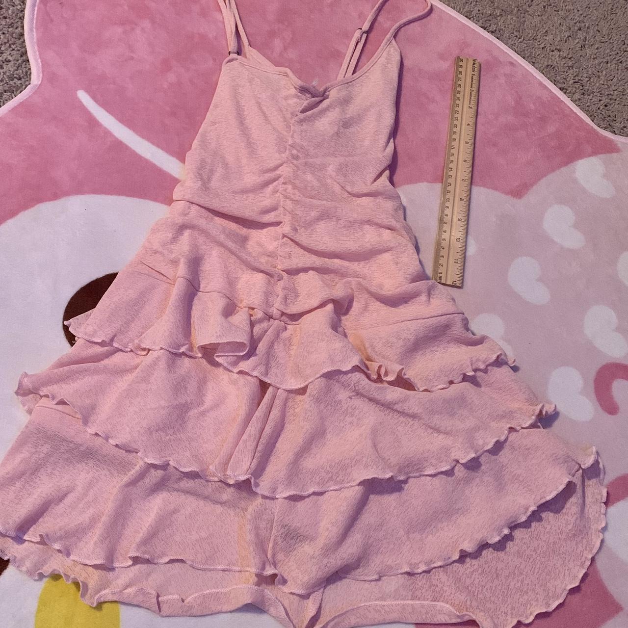 pastel pink layered dress! its thin/stretchy... - Depop