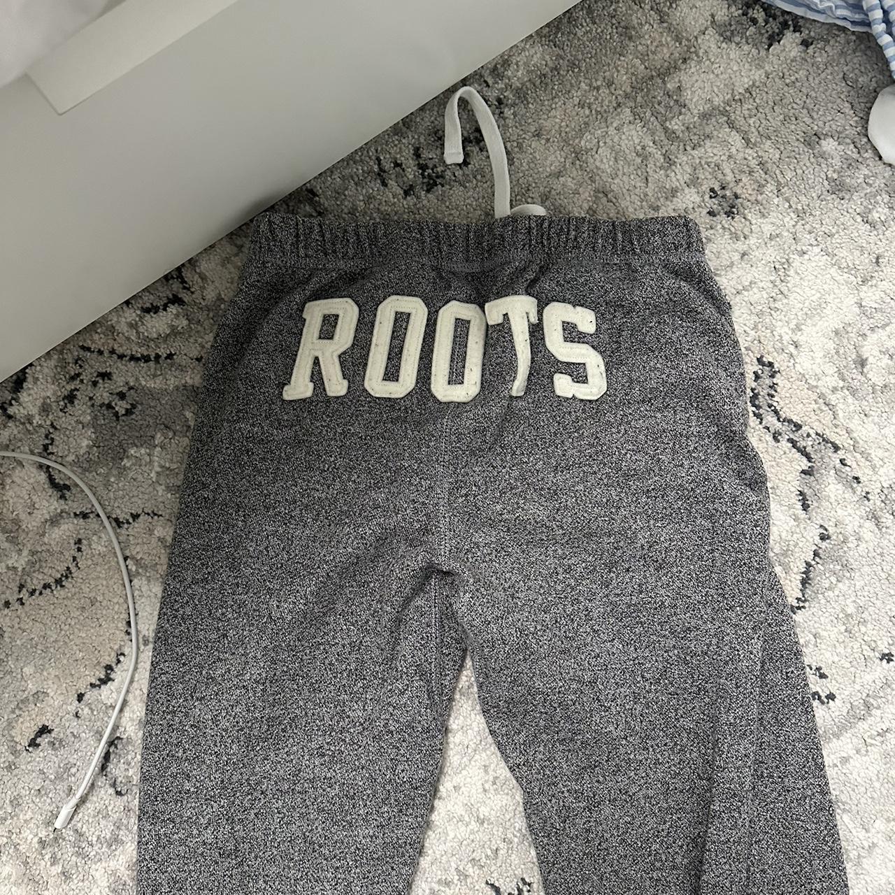 Roots grey and white sweatpants - Depop
