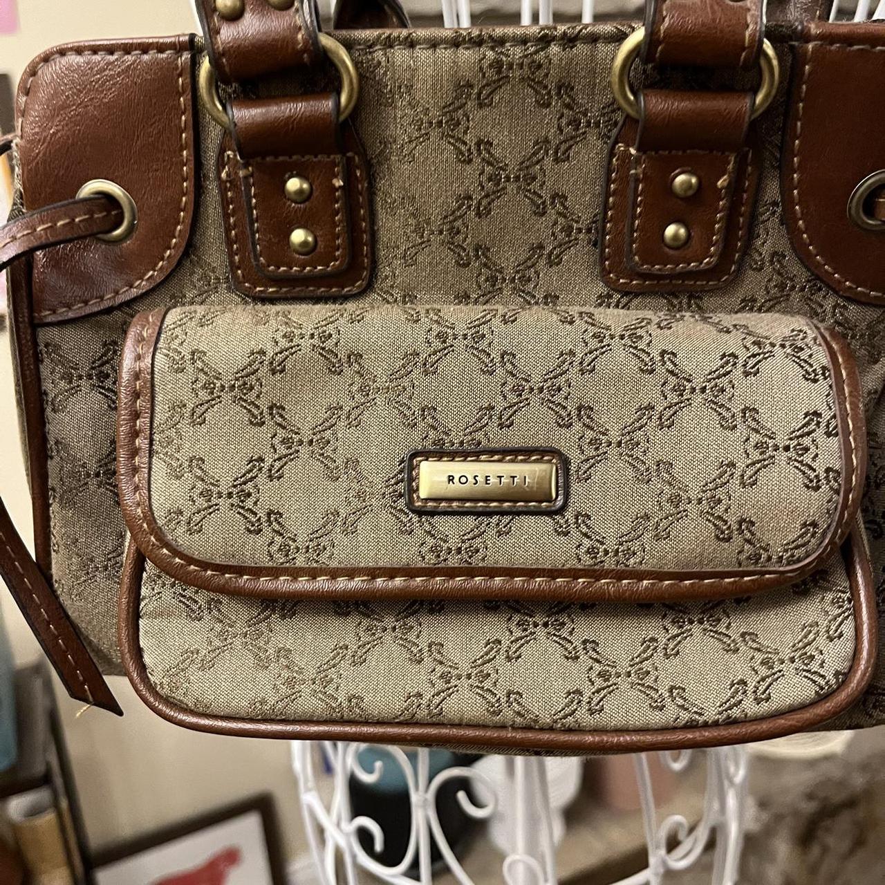 Brown and tan shoulder bag #y2kstyle brand is Rosetti - Depop