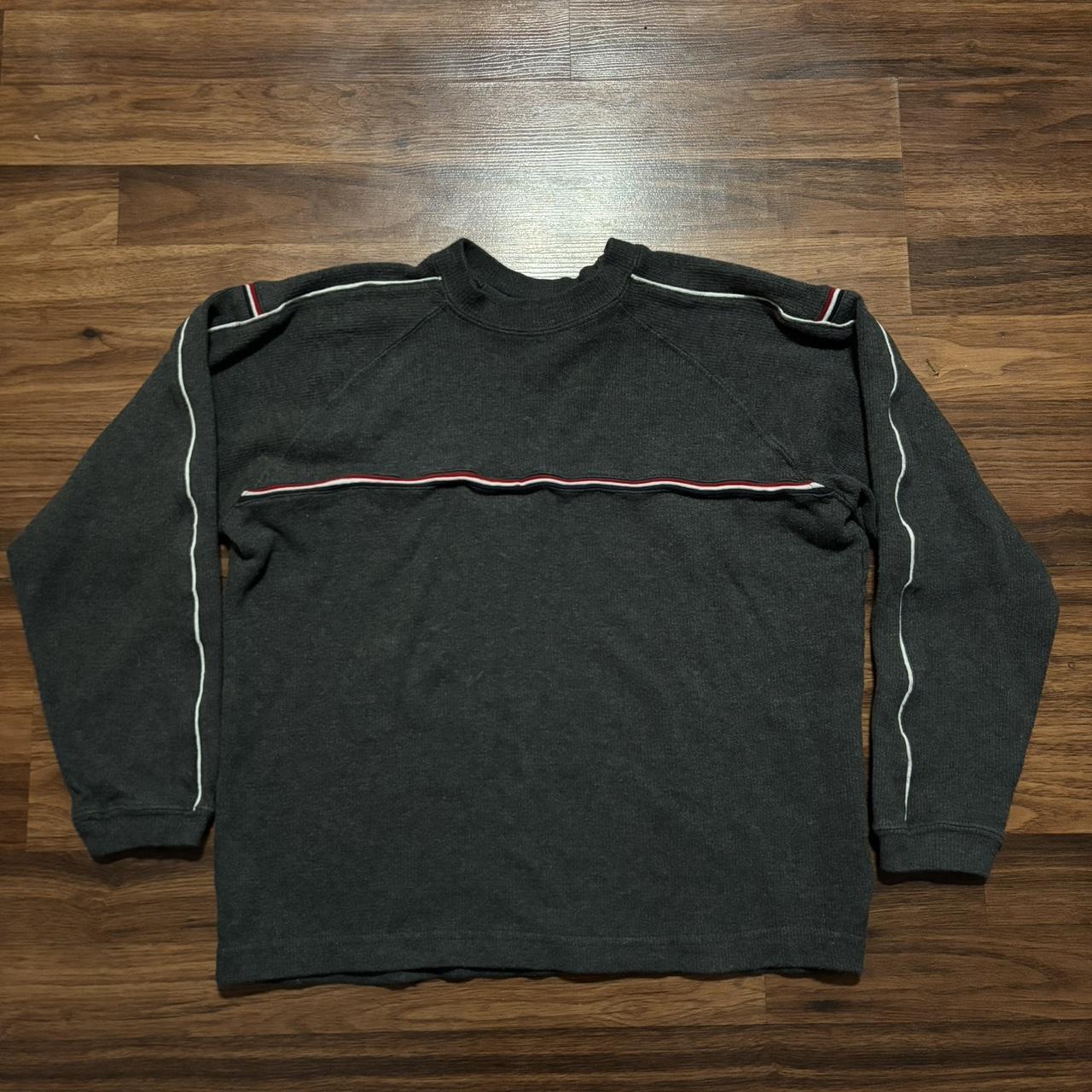 Sideout gray and striped long sleeve sweatshirt women - Depop