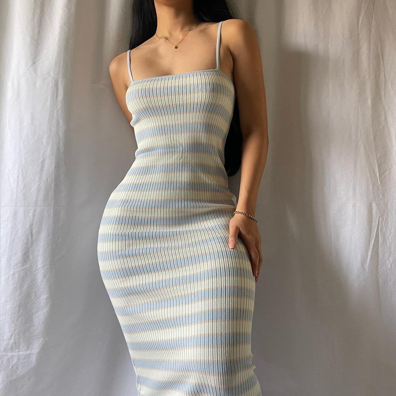 THICK RIBBED PASTELS DRESS SIZE: S LIKE NEW, WORE... - Depop