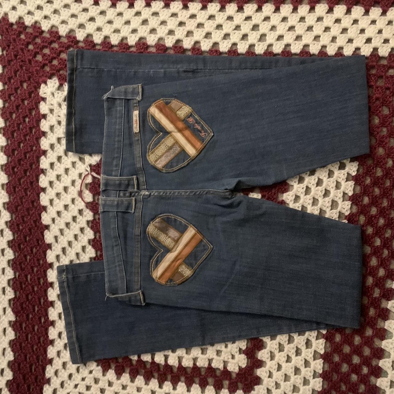Frankie B Vintage Y2k Low Rise Heart Patch Pocket... | Depop