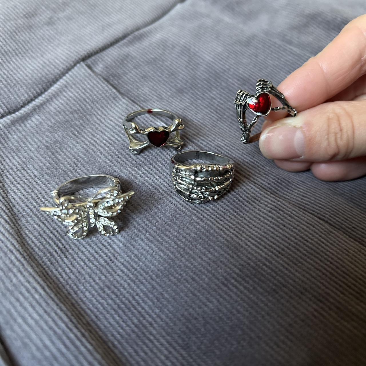 Hot Topic Social Collision Bone Skull Ring Set ! Set... - Depop