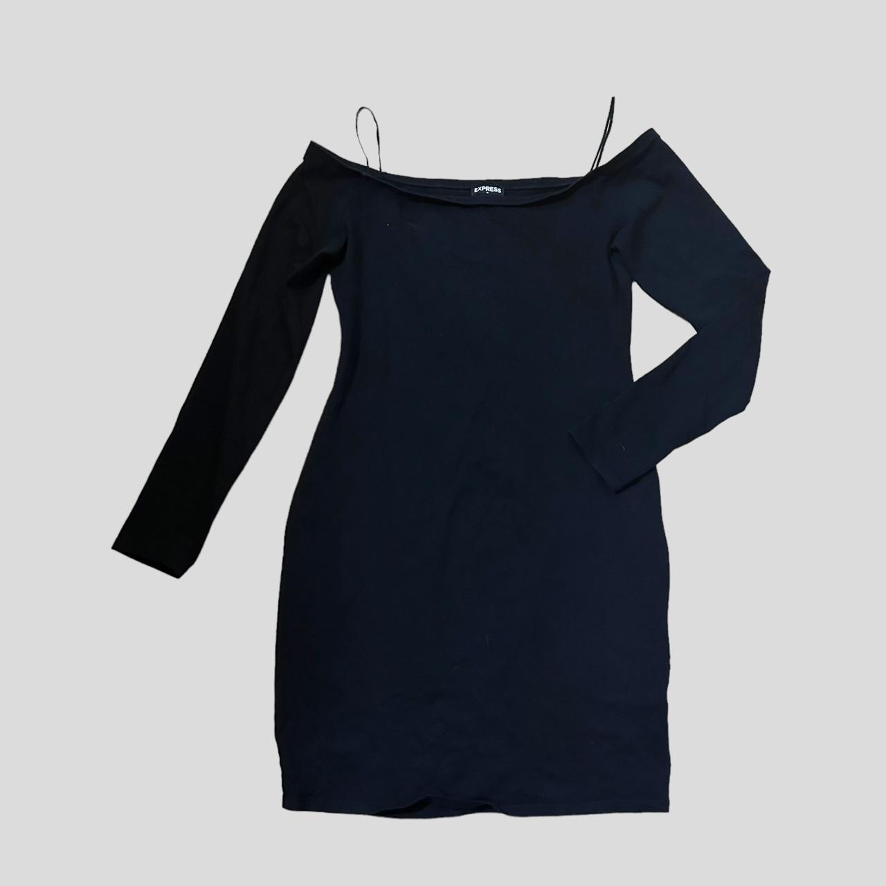 stunning black off the shoulder long sleeve dress... - Depop