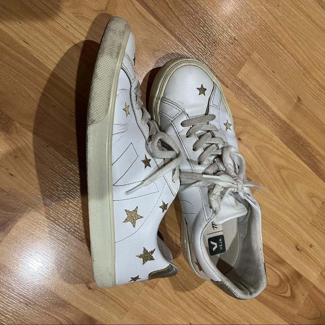 Veja Women's White and Gold Trainers | Depop