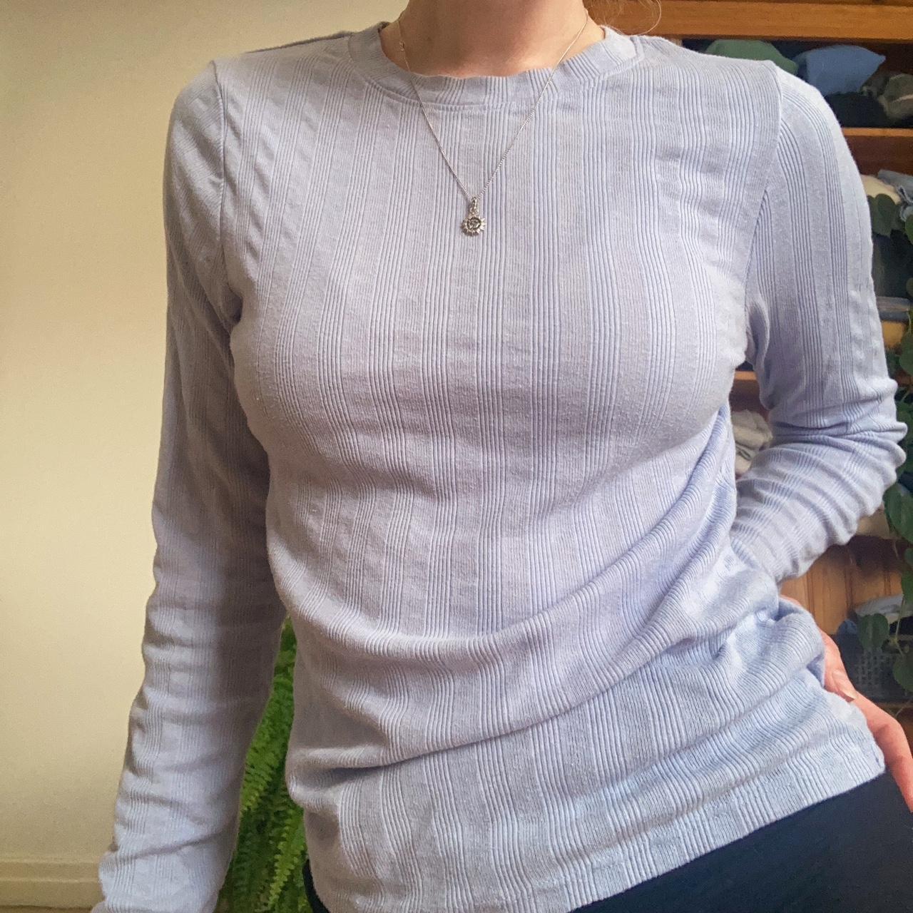 New Look Fitted Ribbed Long Sleeve Top in baby blue... - Depop