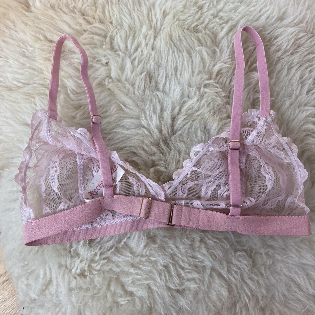 Vintage Accessorize Sheer Pink Lace Bralette Brand... - Depop