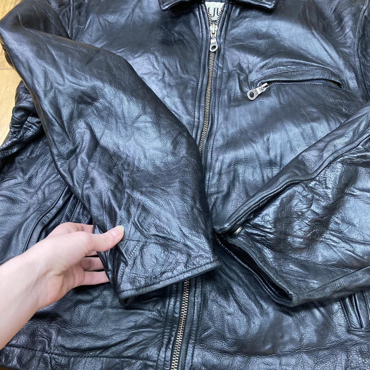 Vintage M.Julian Black Leather Bomber Jacket Black... - Depop