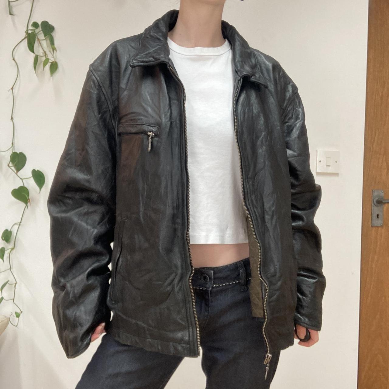 Vintage M.Julian Black Leather Bomber Jacket Black... - Depop