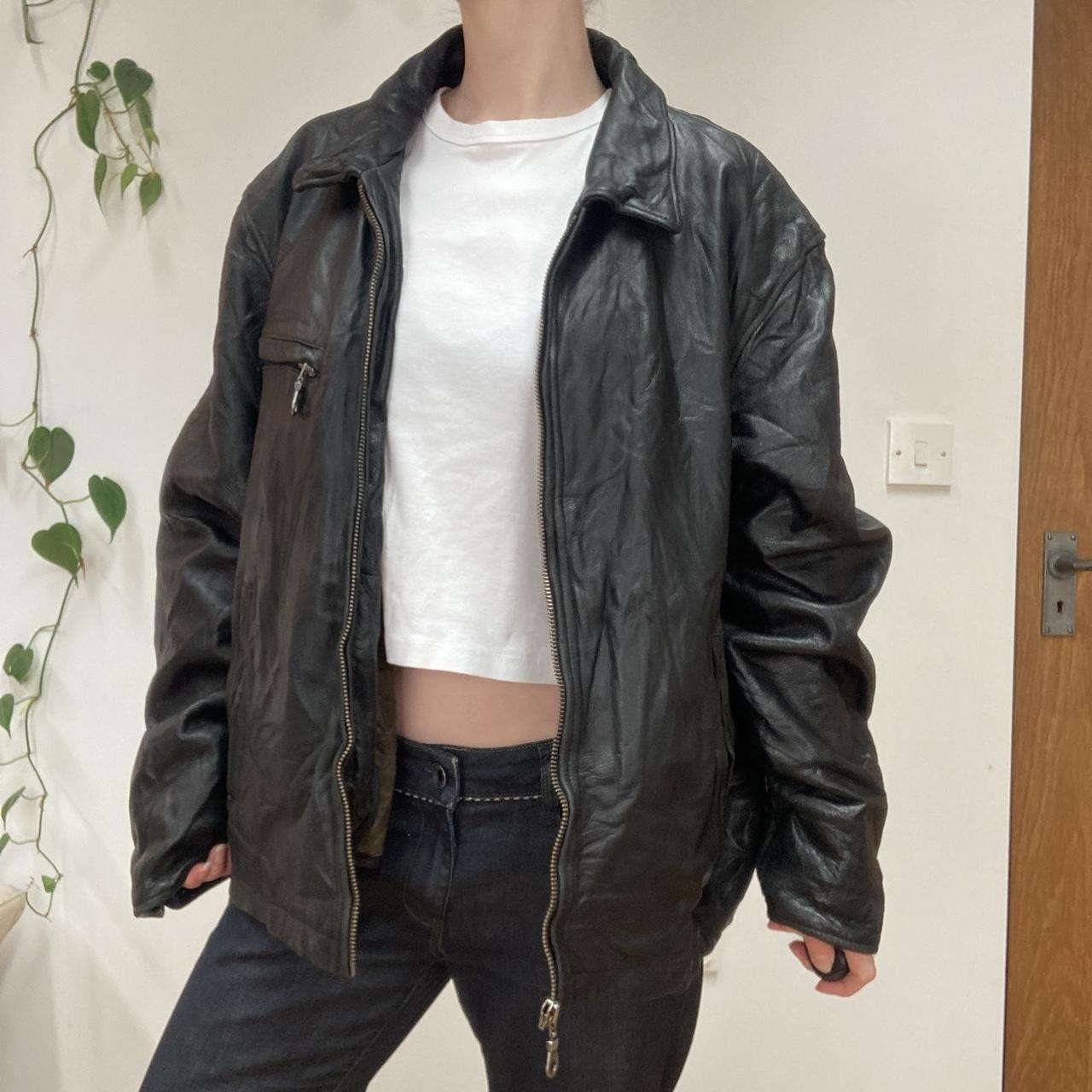 Vintage M.Julian Black Leather Bomber Jacket Black... - Depop