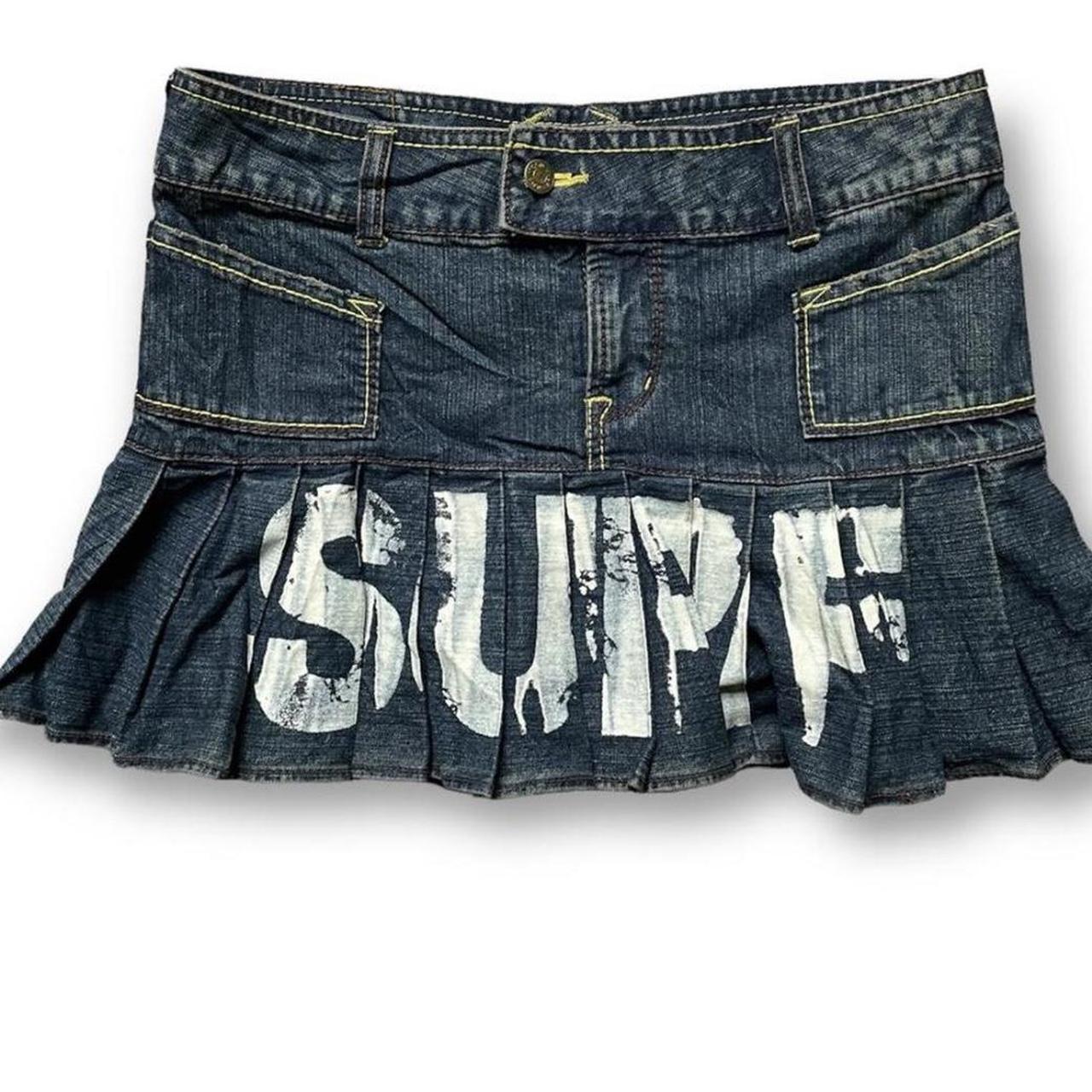 Insane micro mini rara pleated denim skirt 90s y2k... - Depop