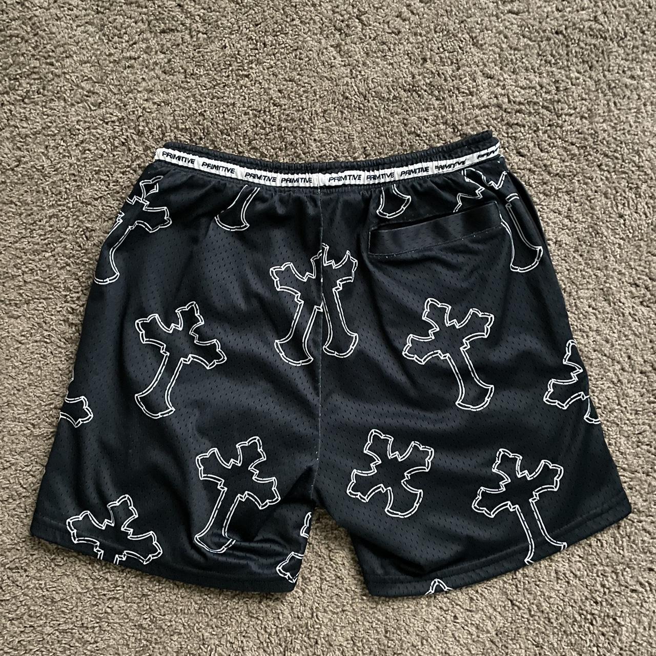 Black Cross 2Pac Primitive Mesh Shorts Size: Small... - Depop