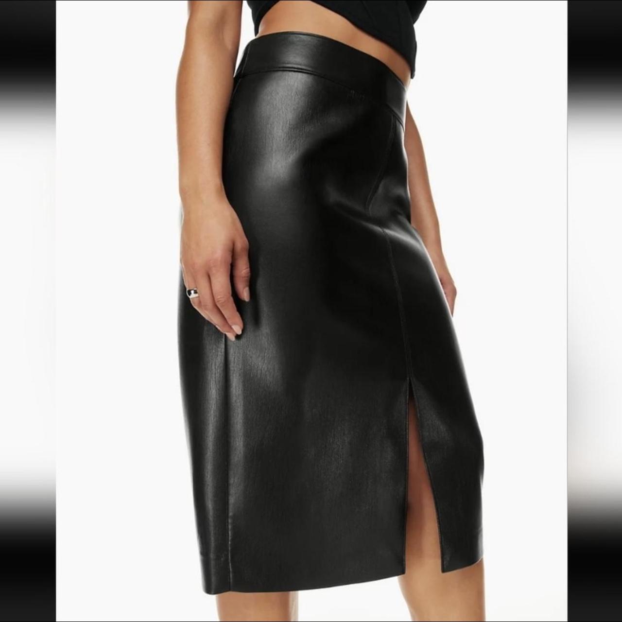 Babaton Vegan Leather Pencil Skirt w/ Slit. Bought... - Depop
