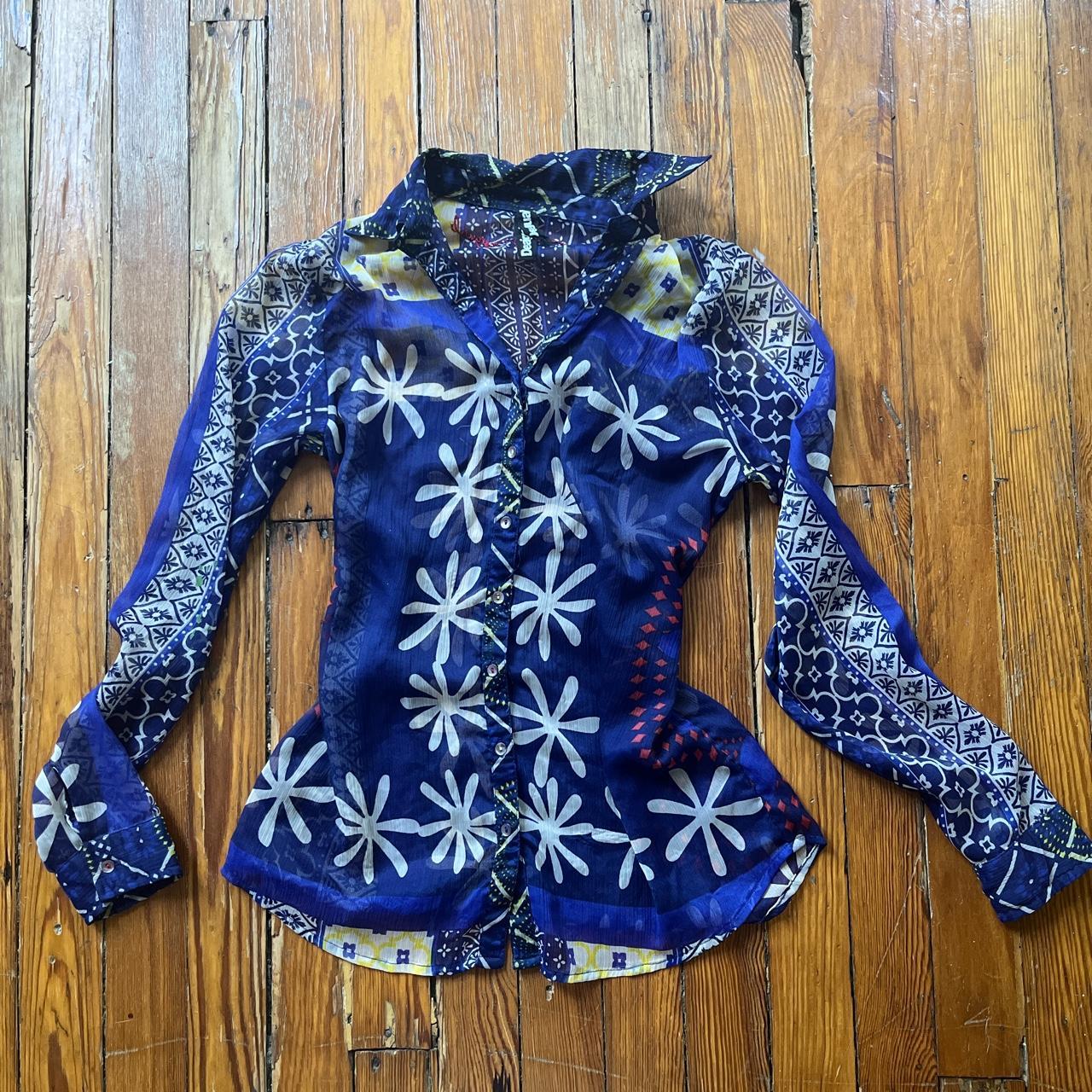 Sheer patterned blouse by Barcelona based fashion... - Depop