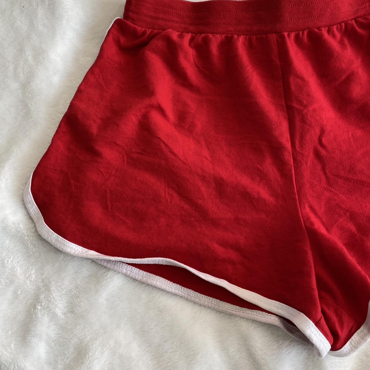 These are super cute jersey shorts in red with white... | Depop