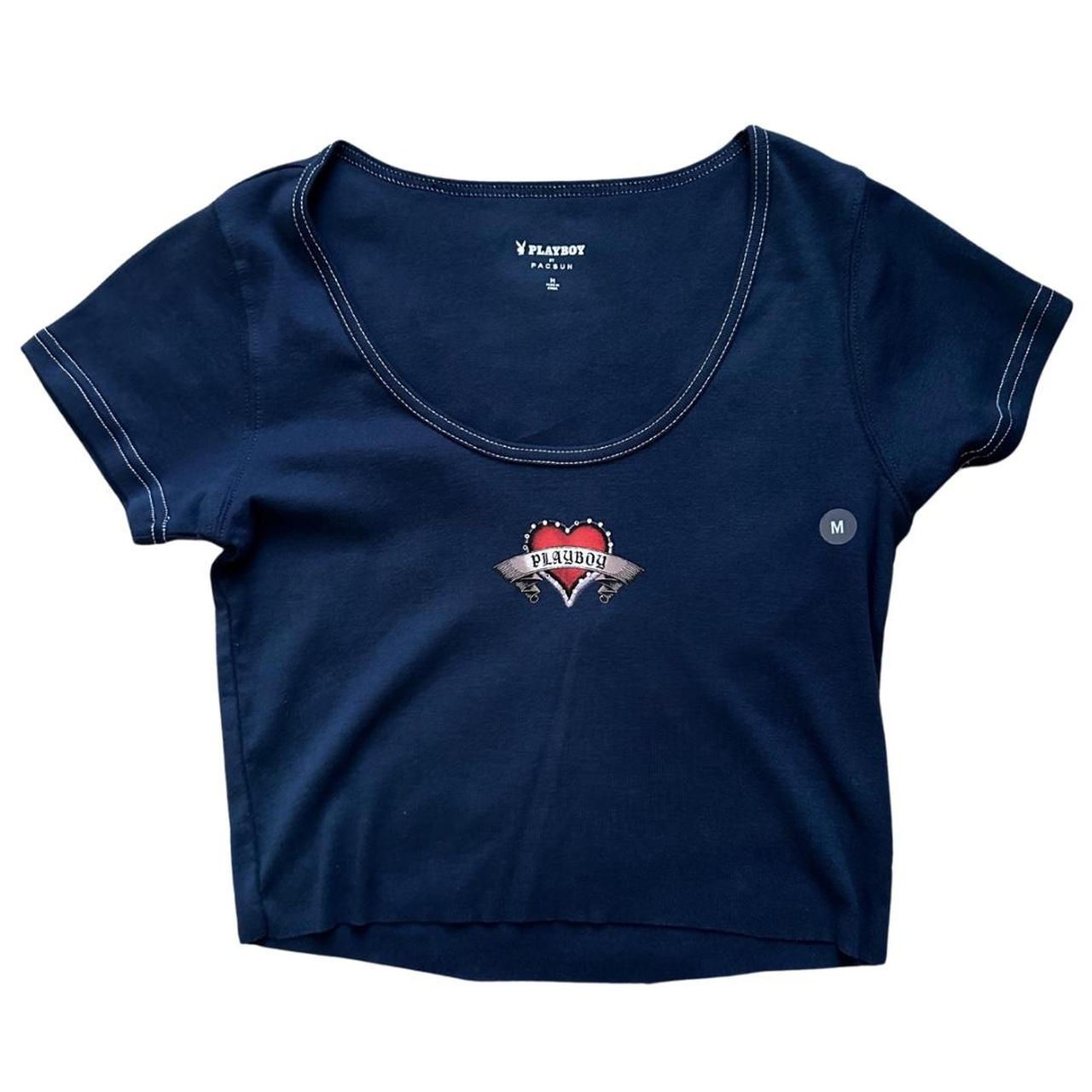 PacSun Women's Pink and Navy Crop-top | Depop