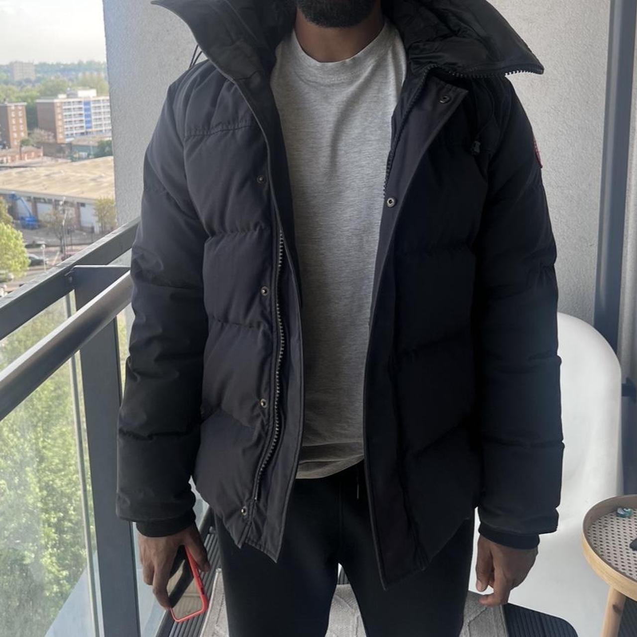 Canada Goose hooded coat with some minor fading due... - Depop