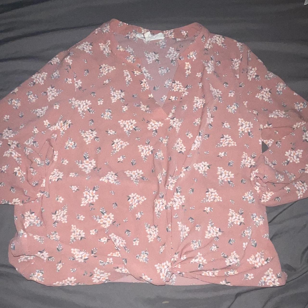 Pink Floral Hippie Rose shirt - Depop