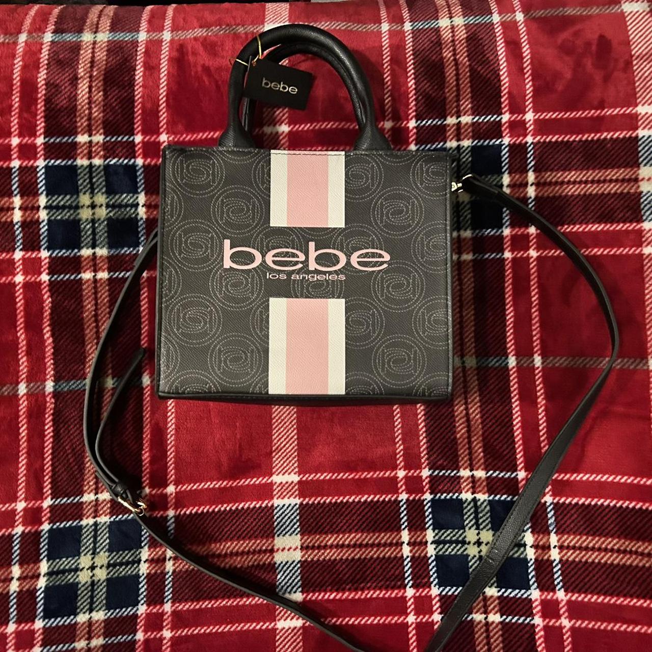 Black and pink Bebe bag with strap #BebeBag Brand... - Depop