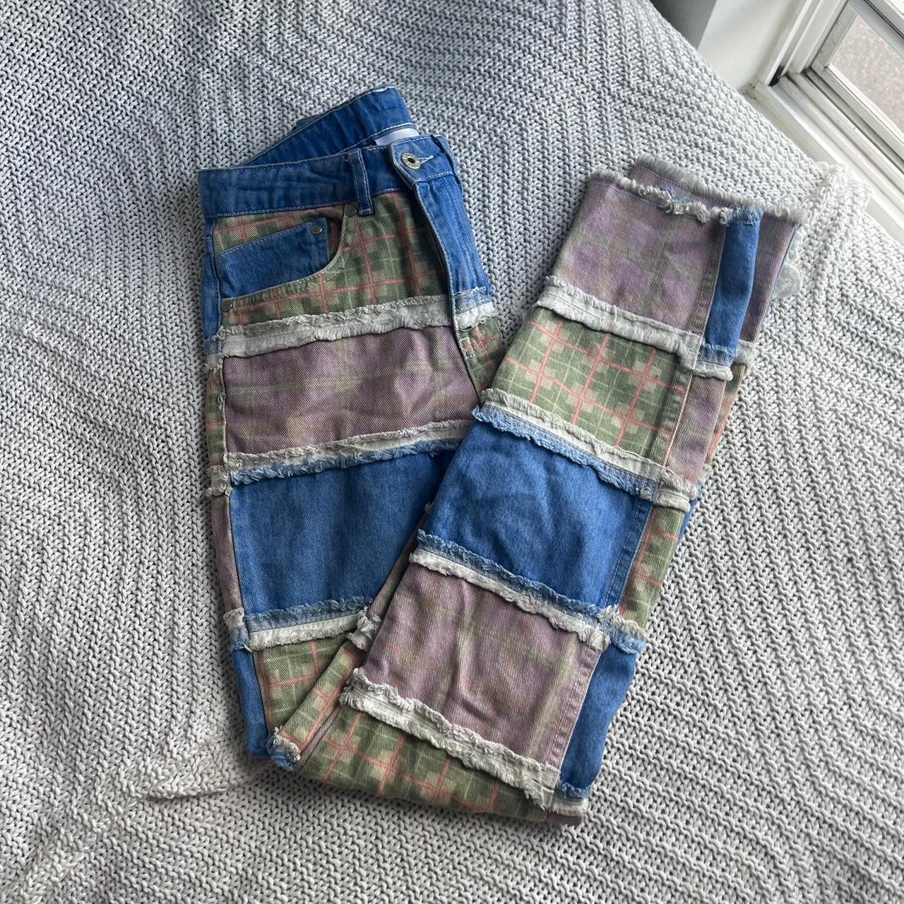 ragged patchwork jeans! repop!!! so so cute, but... - Depop