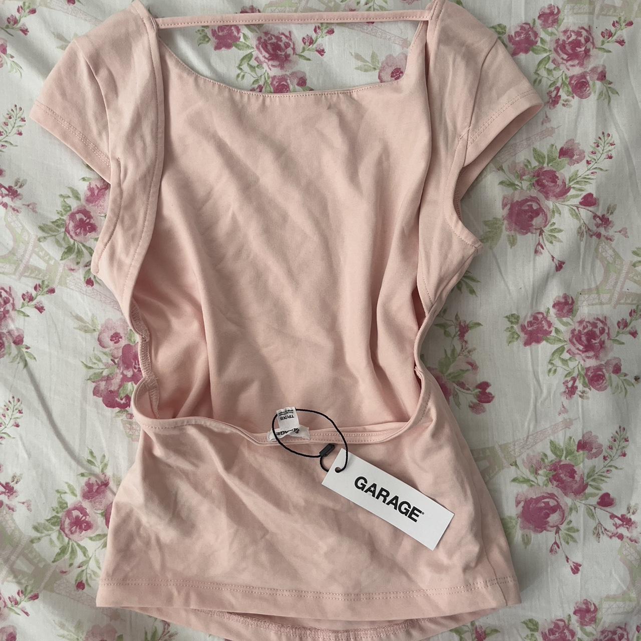 brand new with tags light pink GARAGE top with open... - Depop