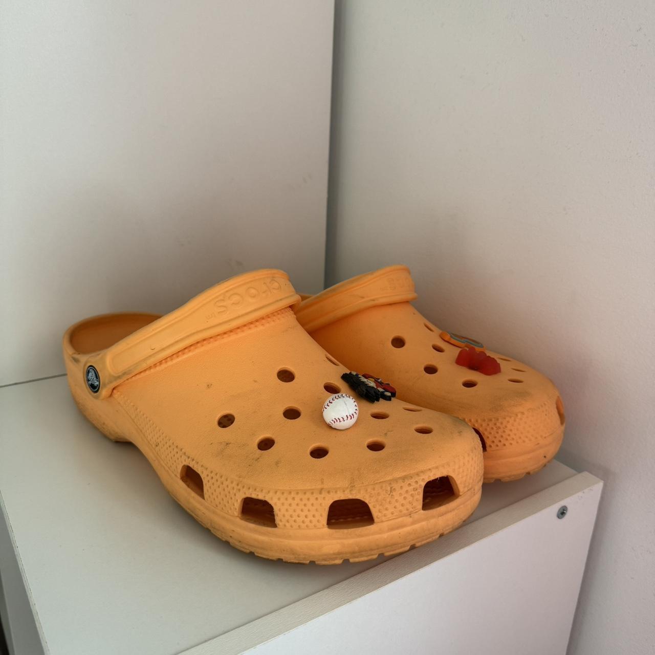 Orange crocs with jibits size 10M, 12W - Depop