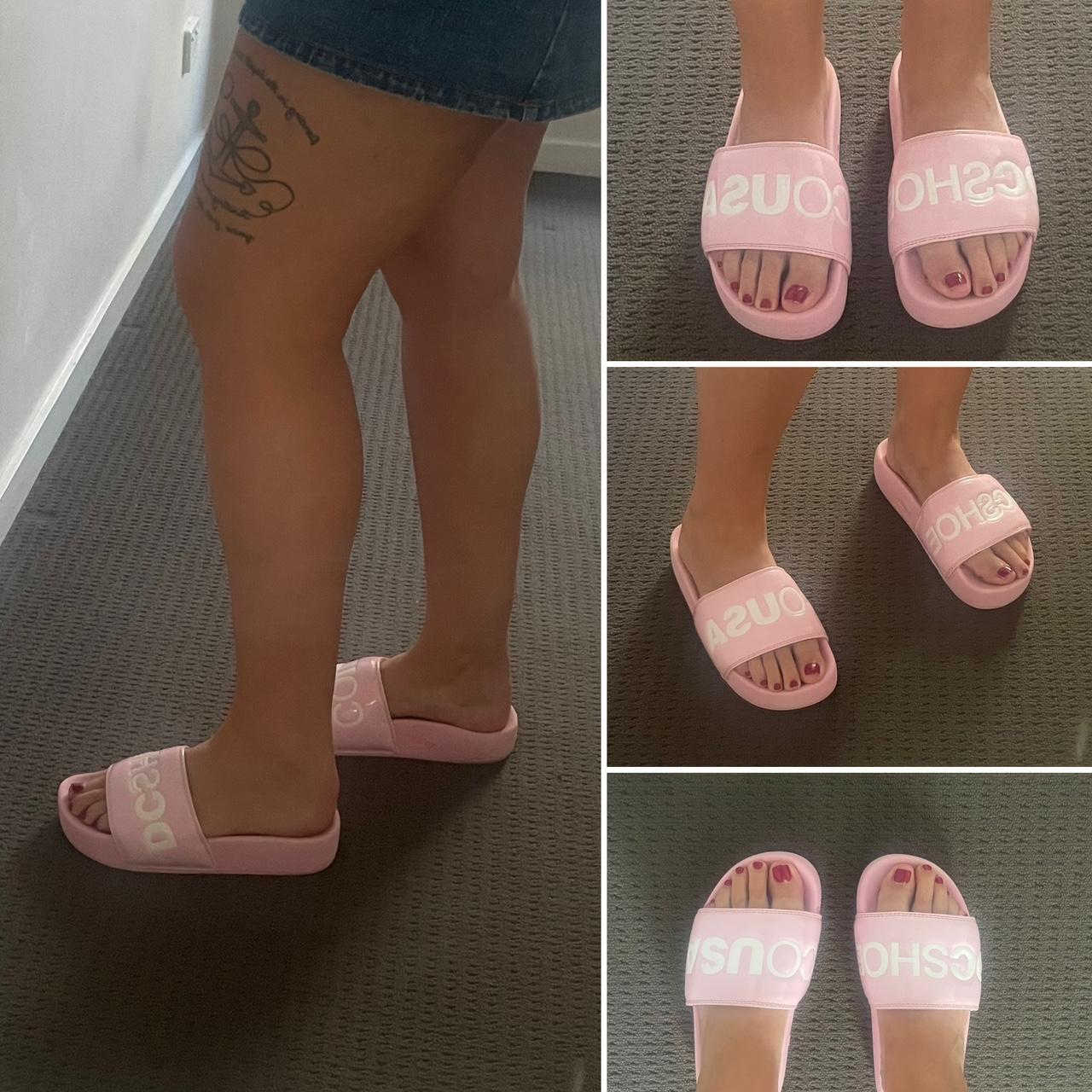 DC SHOE CO pink flatforms Baby pink platform slides... - Depop