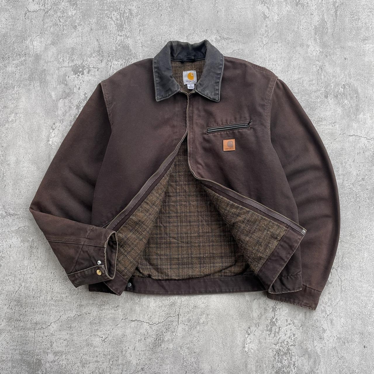 Faded Dark Brown Vintage Carhartt Detroit Jacket J97... - Depop