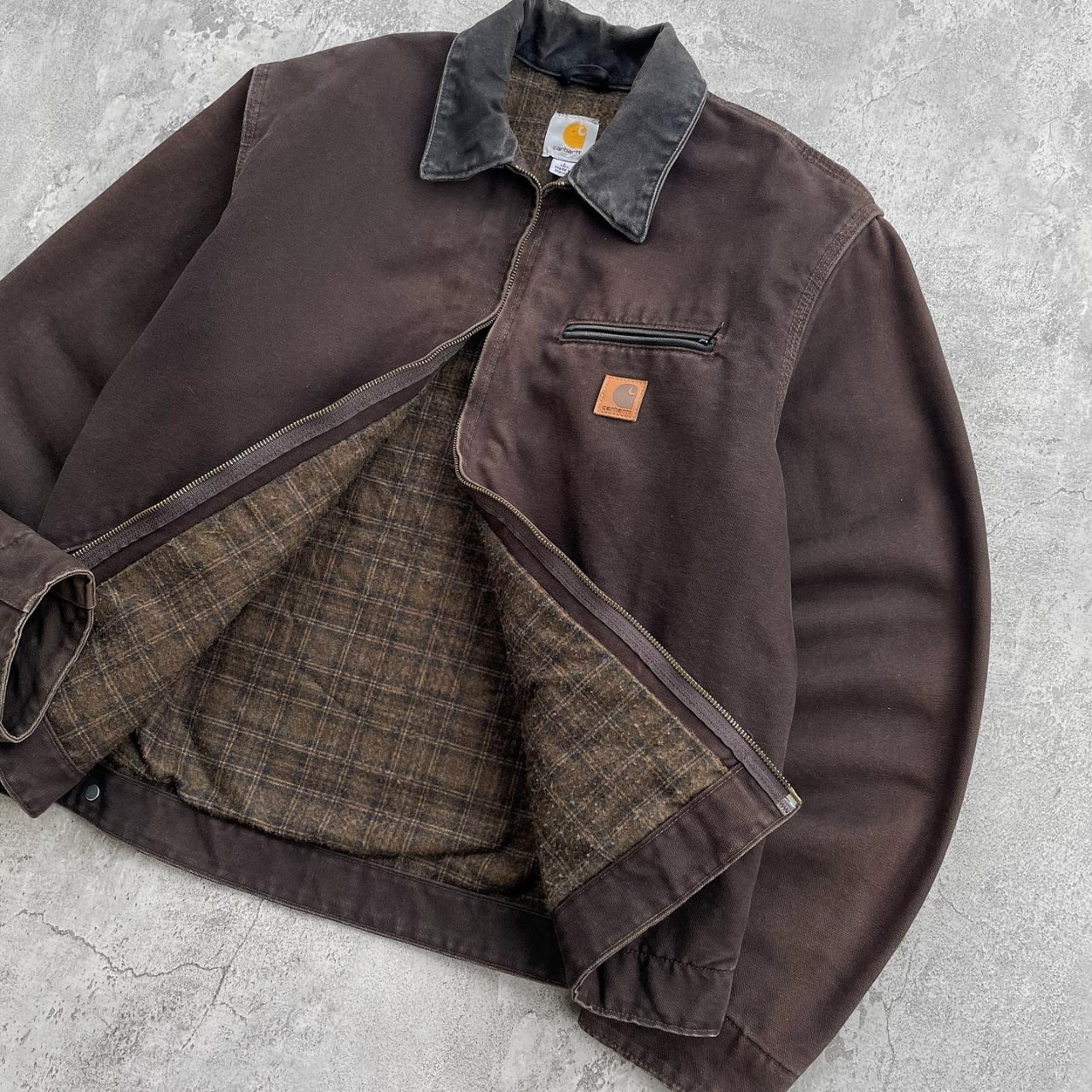 Faded Dark Brown Vintage Carhartt Detroit Jacket J97... - Depop