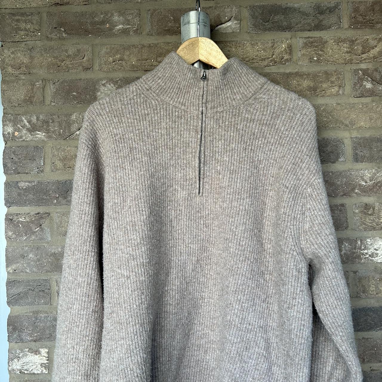 Beige/Cream Uniqlo quarter-zip. Used, slightly baggy... - Depop