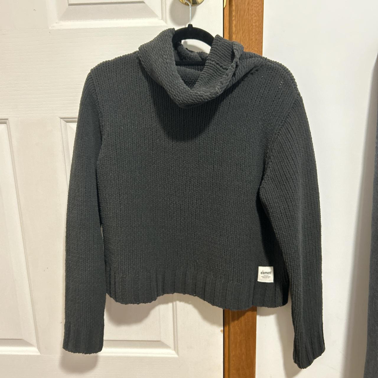 Small, dark grey turtle neck knit jumper, super... - Depop