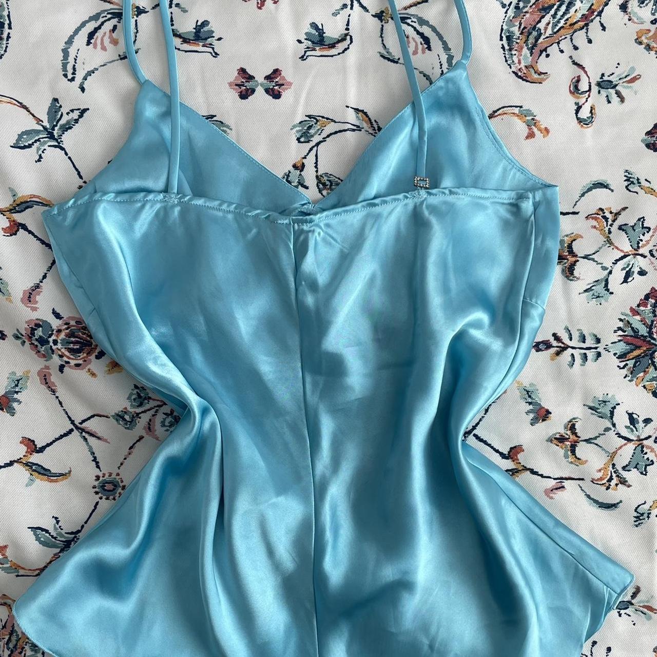 Mermaidcore Women’s M Aqua Satin Top - Depop