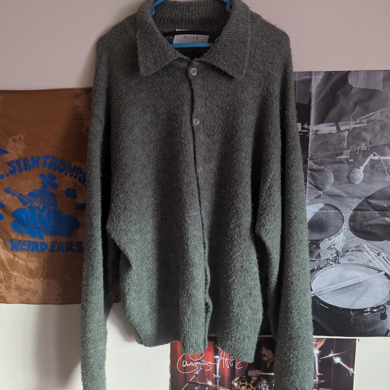 Olive Mohair Cardigan - Depop