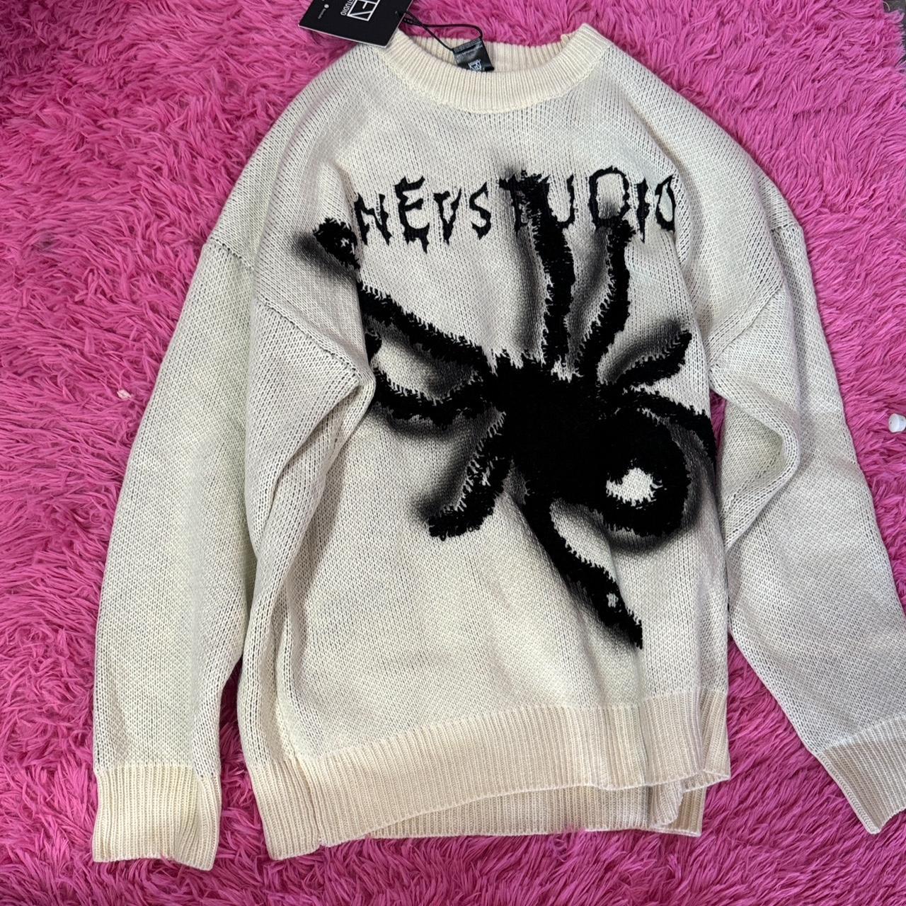 Nev studio Jacquard Embroidery sweater apricot... - Depop