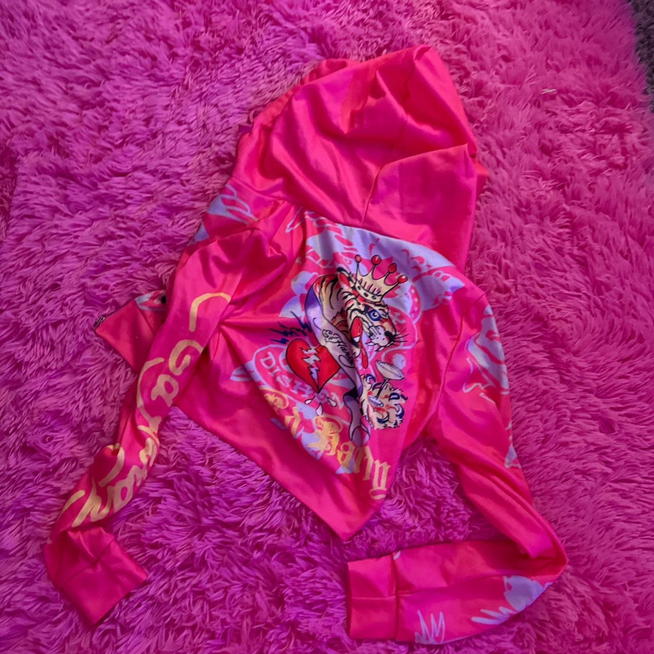 Fake Ed Hardy hot pink tracksuit Material is a... - Depop
