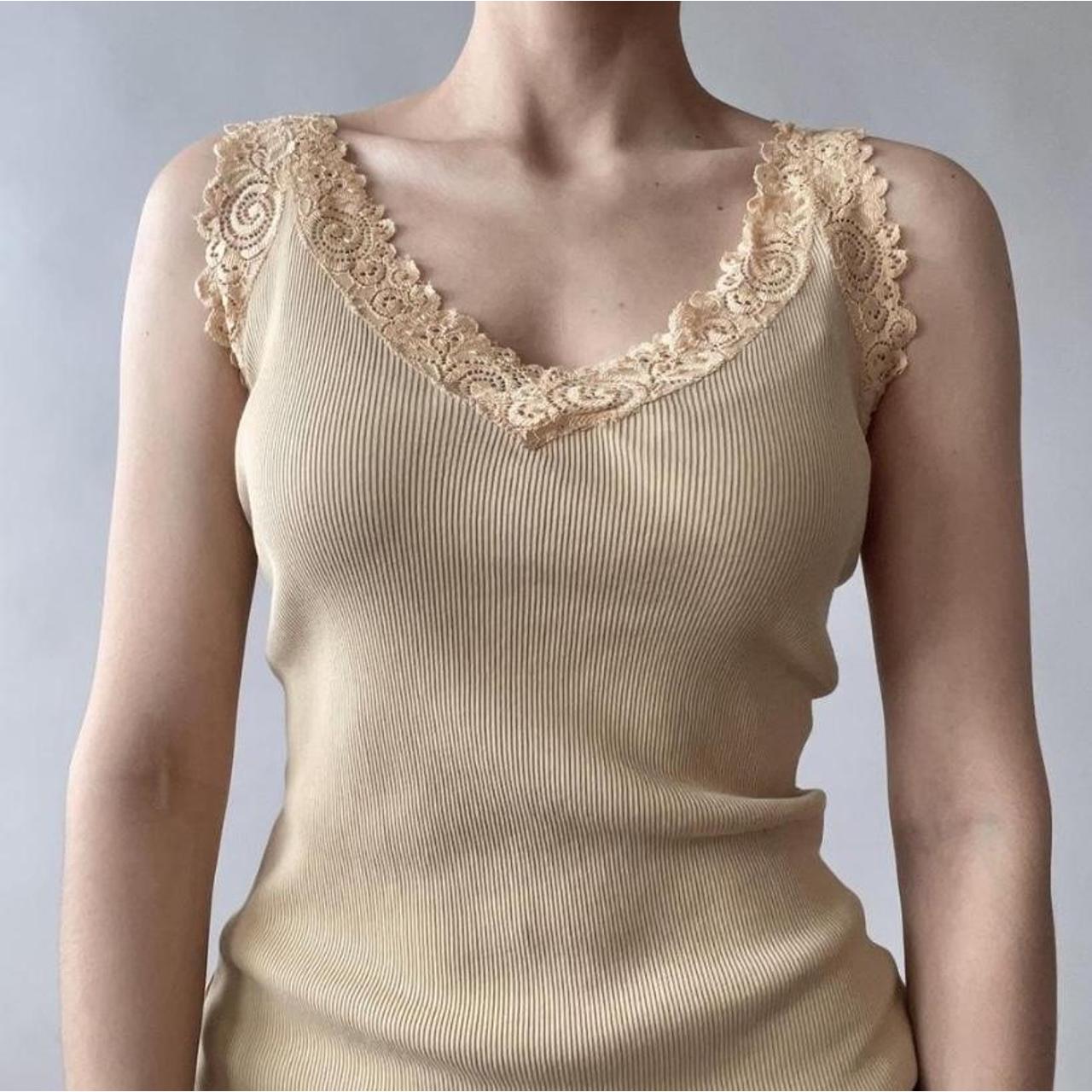 muted cream lace cami lovely coquette cream lace... - Depop