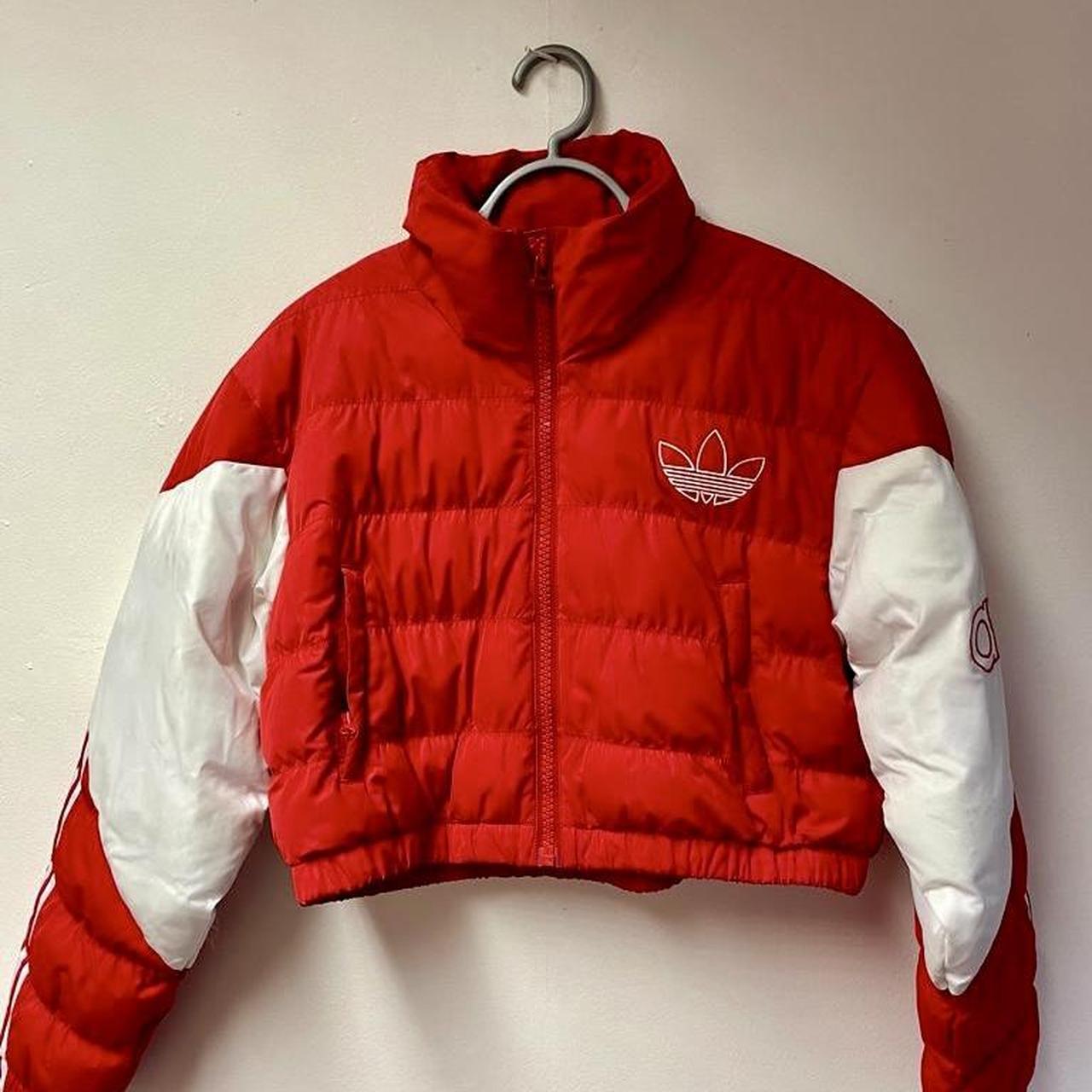 Adidas cropped puffer jacket - size 10 Excellent... - Depop