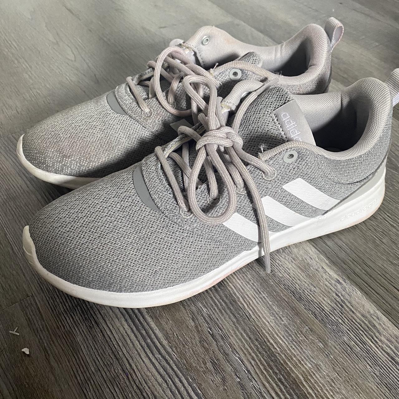 light gray adidas shoes original price $62 worn once... - Depop