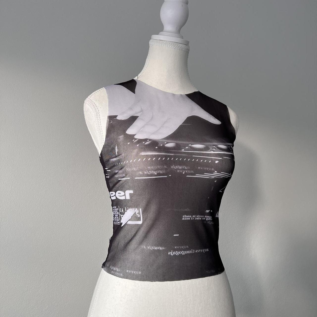 Black print mesh tank top (see through) Size S/M/L - Depop