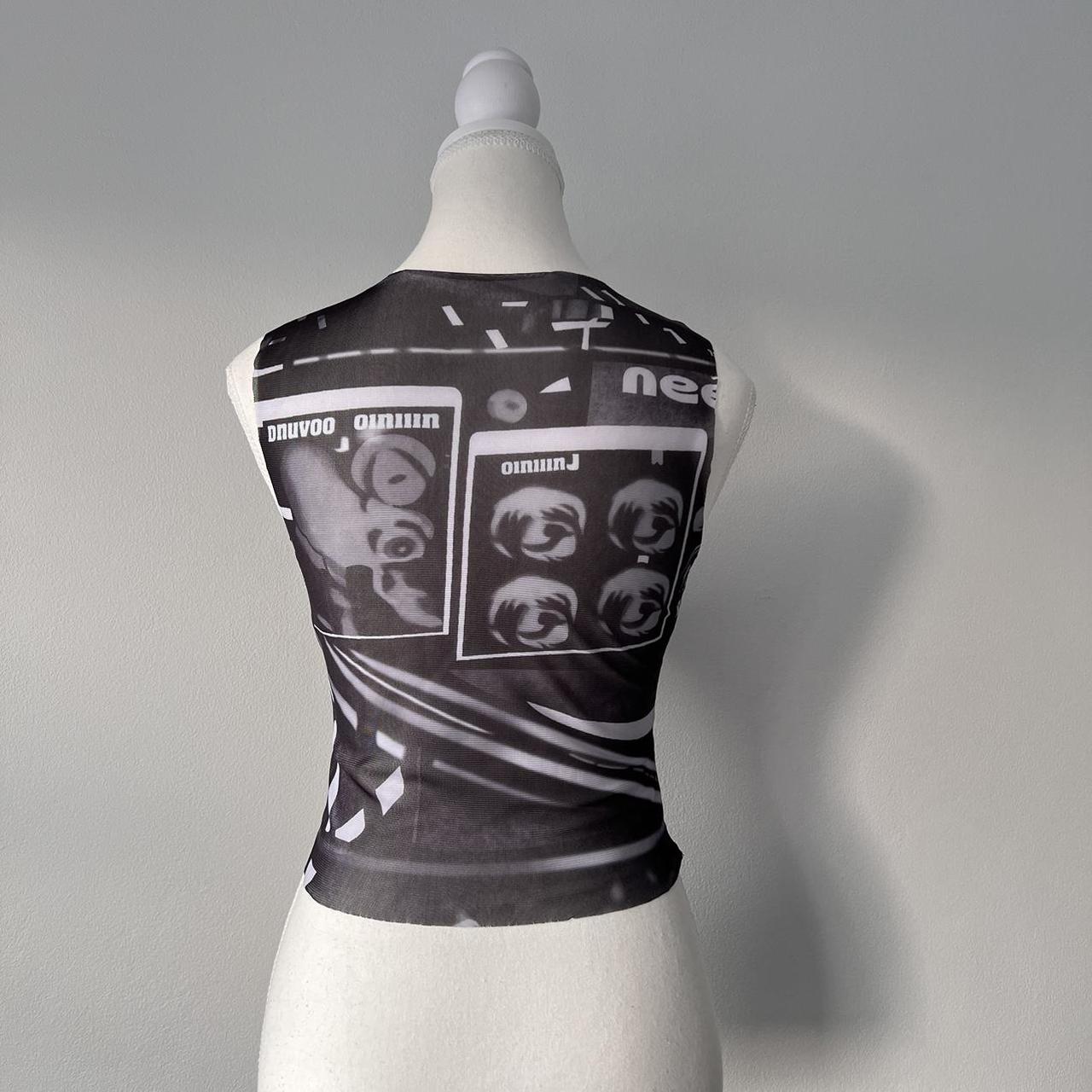Black print mesh tank top (see through) Size S/M/L - Depop