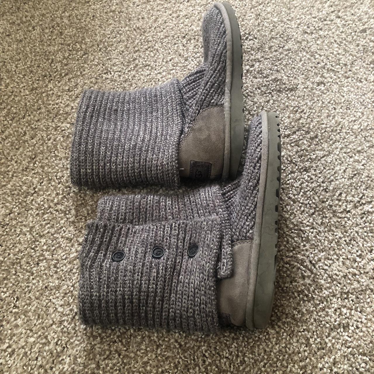 Ugh Grey knitted boots with button detailing, size... | Depop