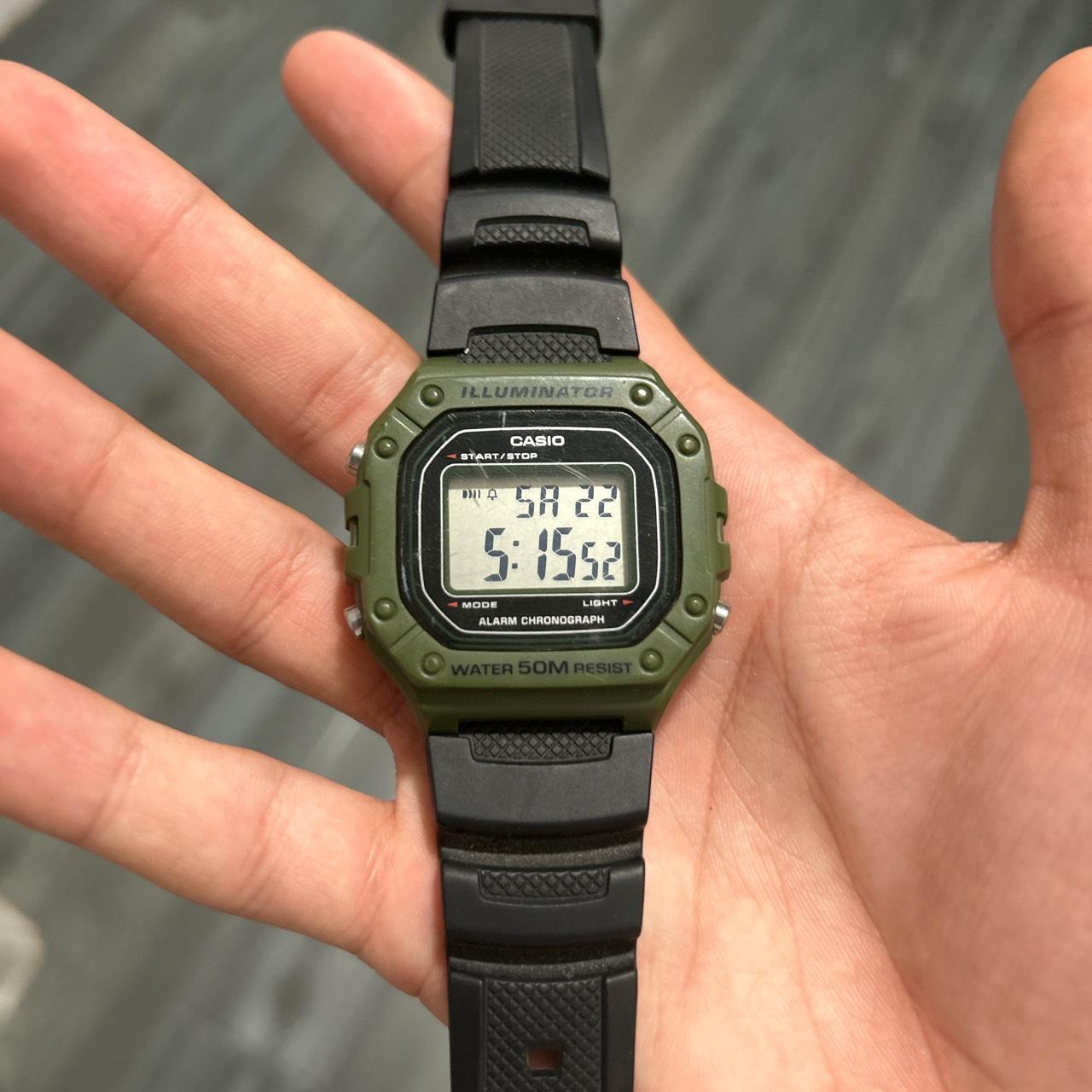 Casio Illuminator 50M Water resistant vintage green... - Depop