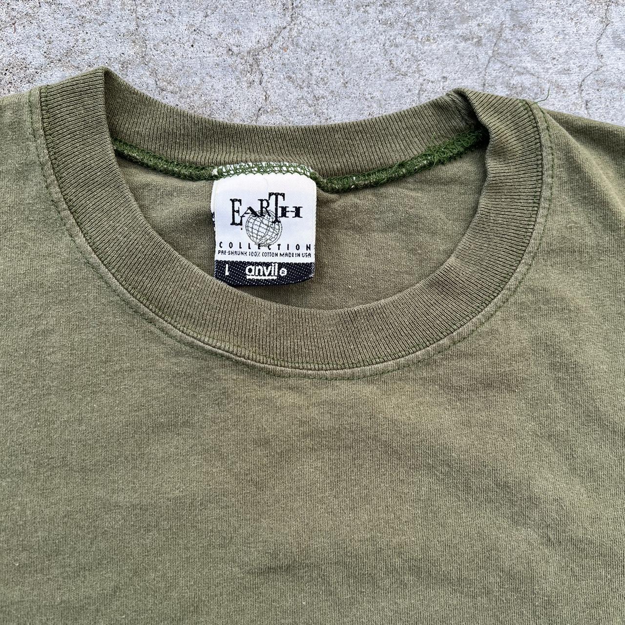 vintage earth green blank tee size large but fits a... - Depop