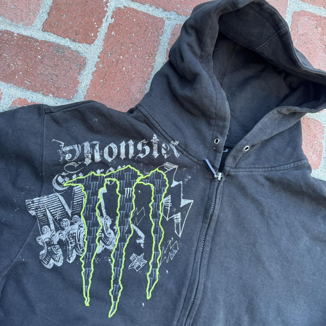 Rare Y2k Vintage Monster Energy Zip Up hoodie Size:... | Depop