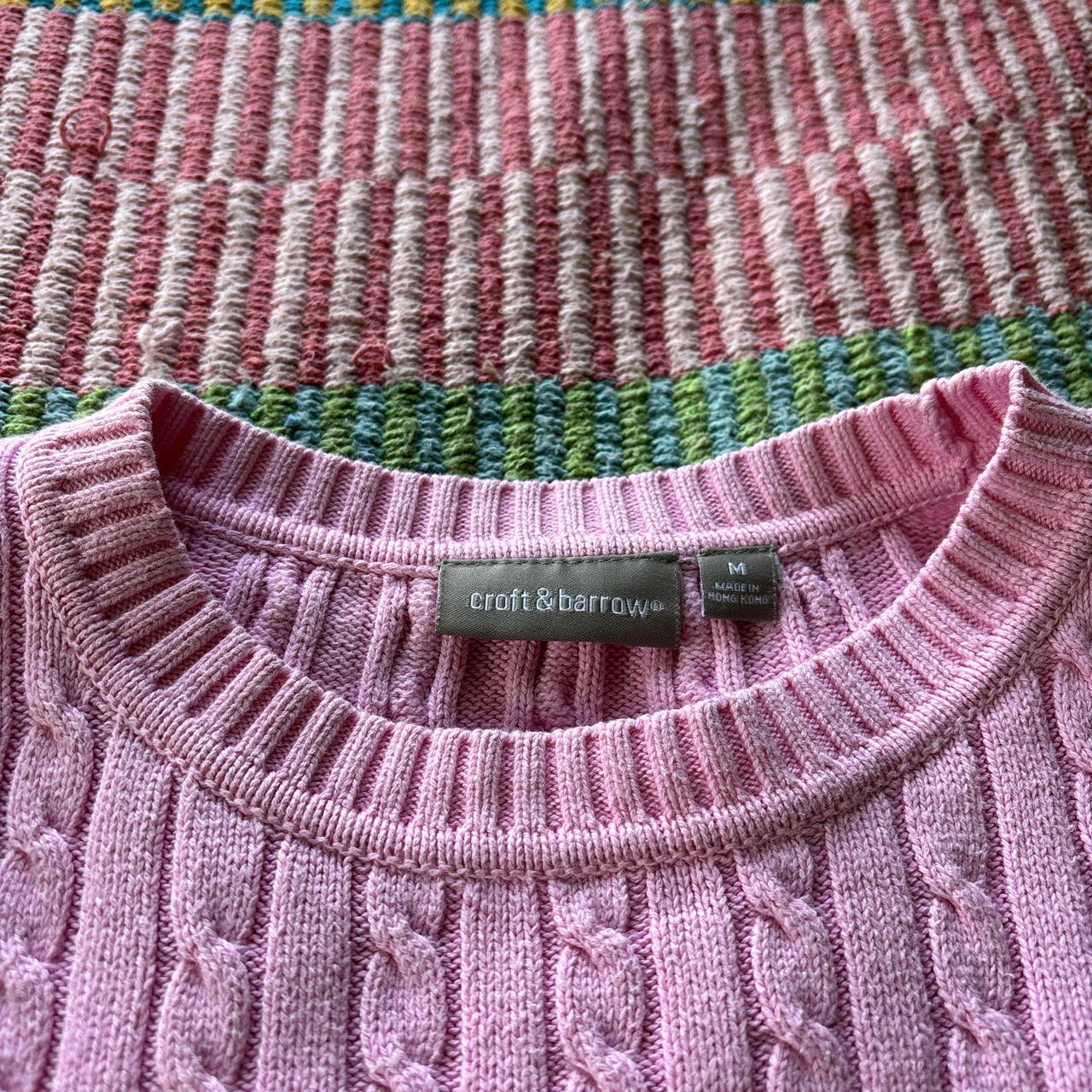 The cutest Croft & Barrow pink thin cable knit... | Depop