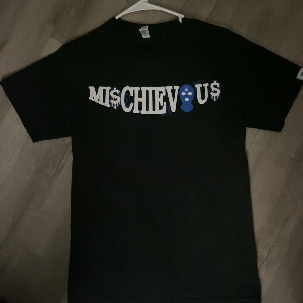 mischievous shirt brand woven tag on left arm... - Depop