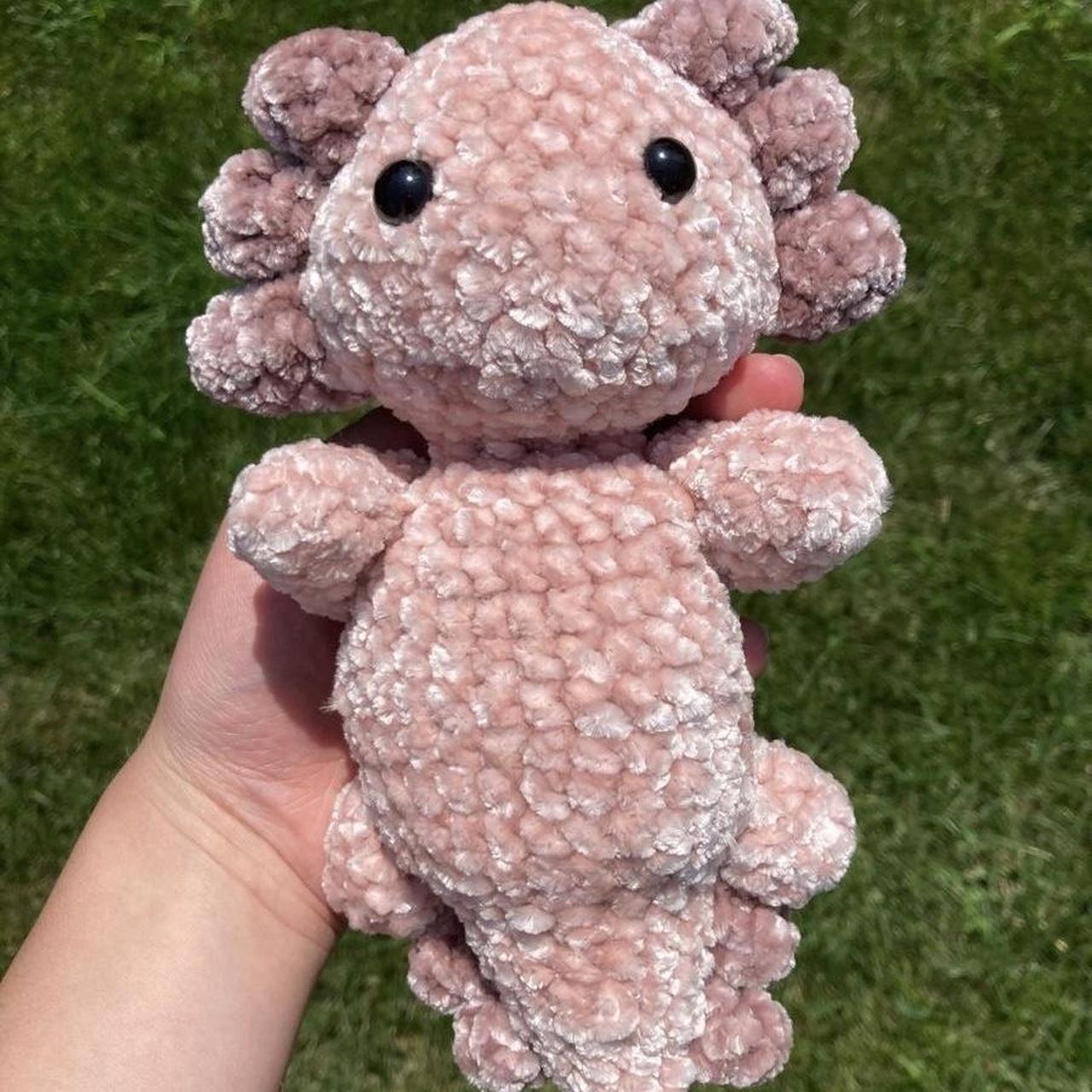 baby axolotl pink velvet yarn crochet amigurumi. 6... - Depop