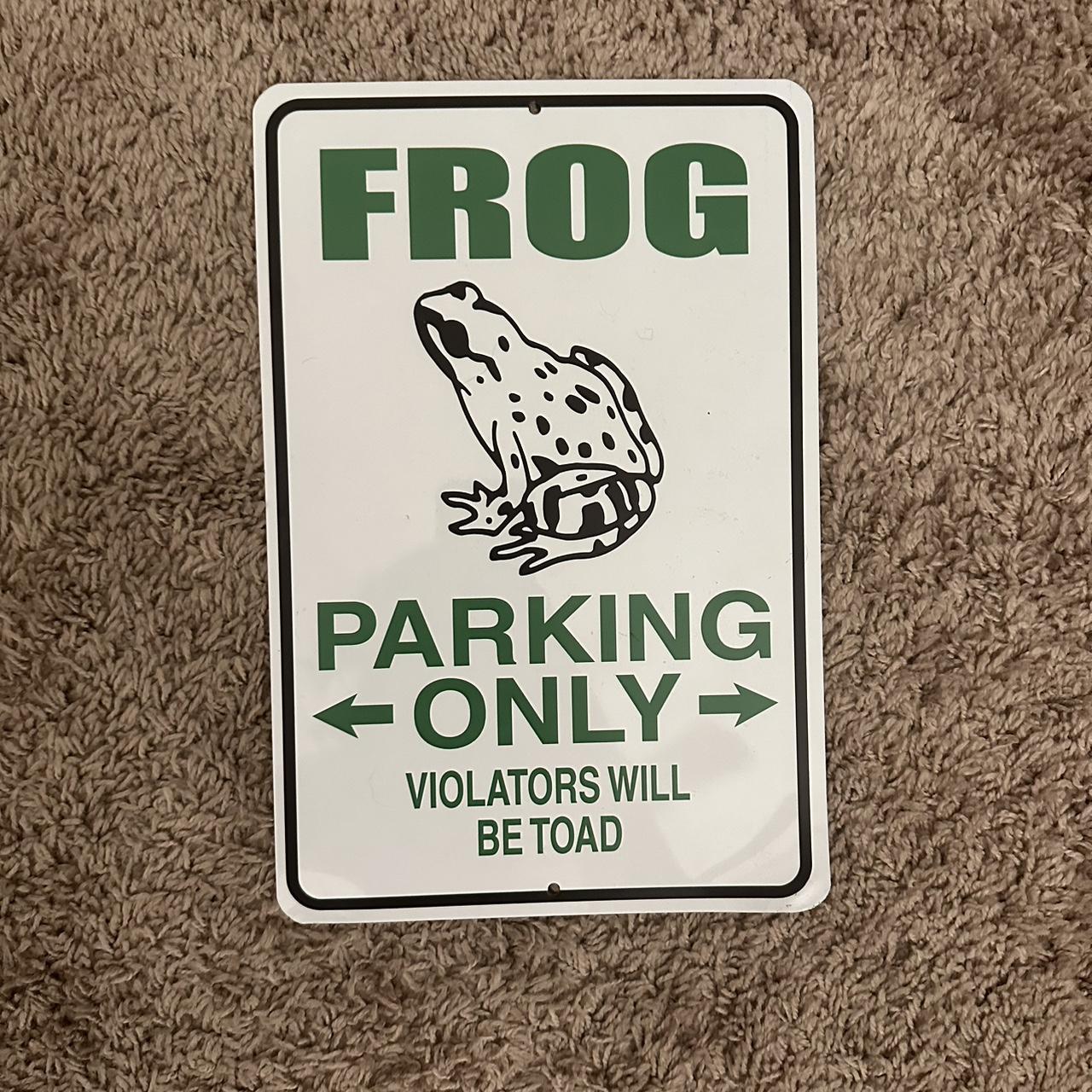 frog parking only sign small bend in the bottom... - Depop