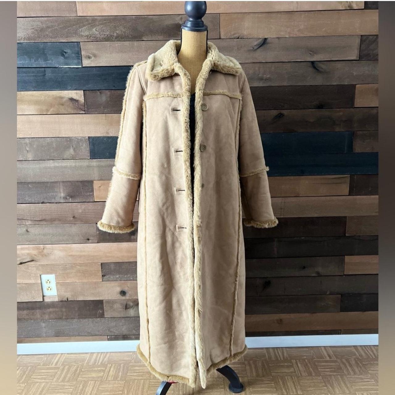 Utex Design 90s Women's Full Length Suede Faux Fur... - Depop