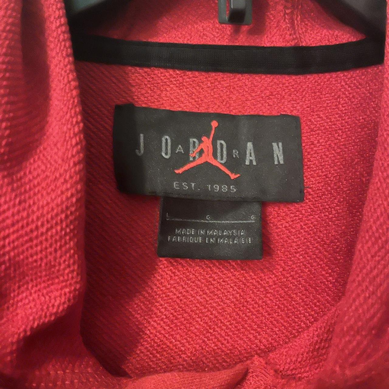 red jordan hoodie worn once size men’s large - Depop
